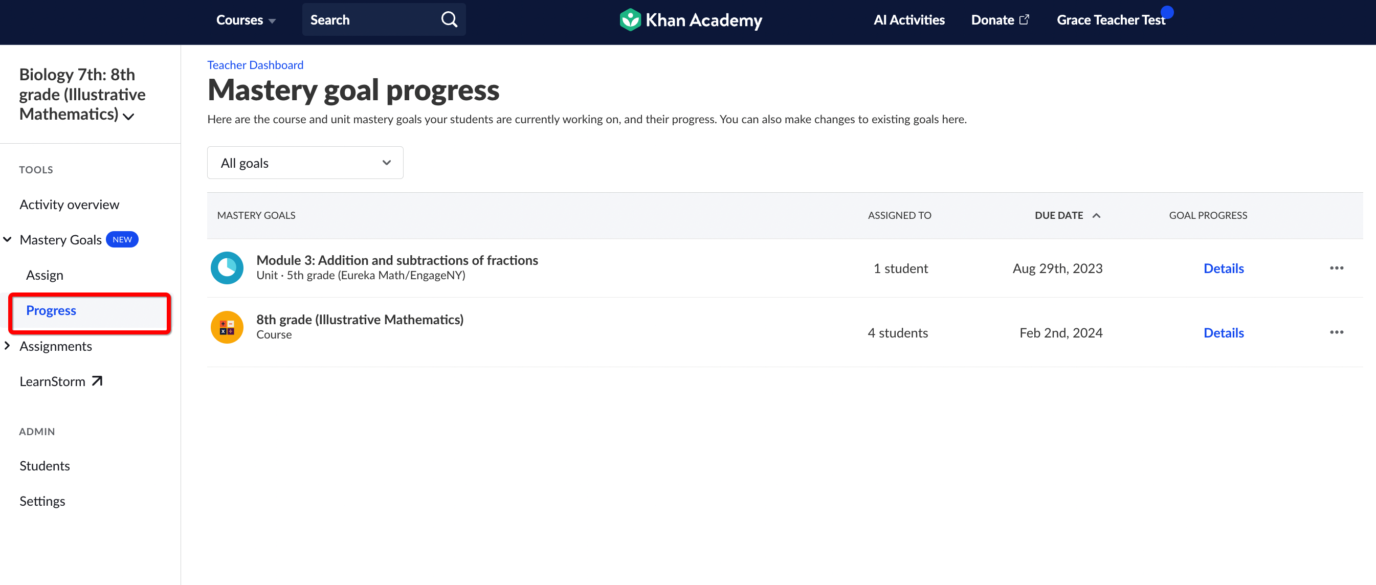 How do I edit or delete my students' Course or Unit Mastery goals ...