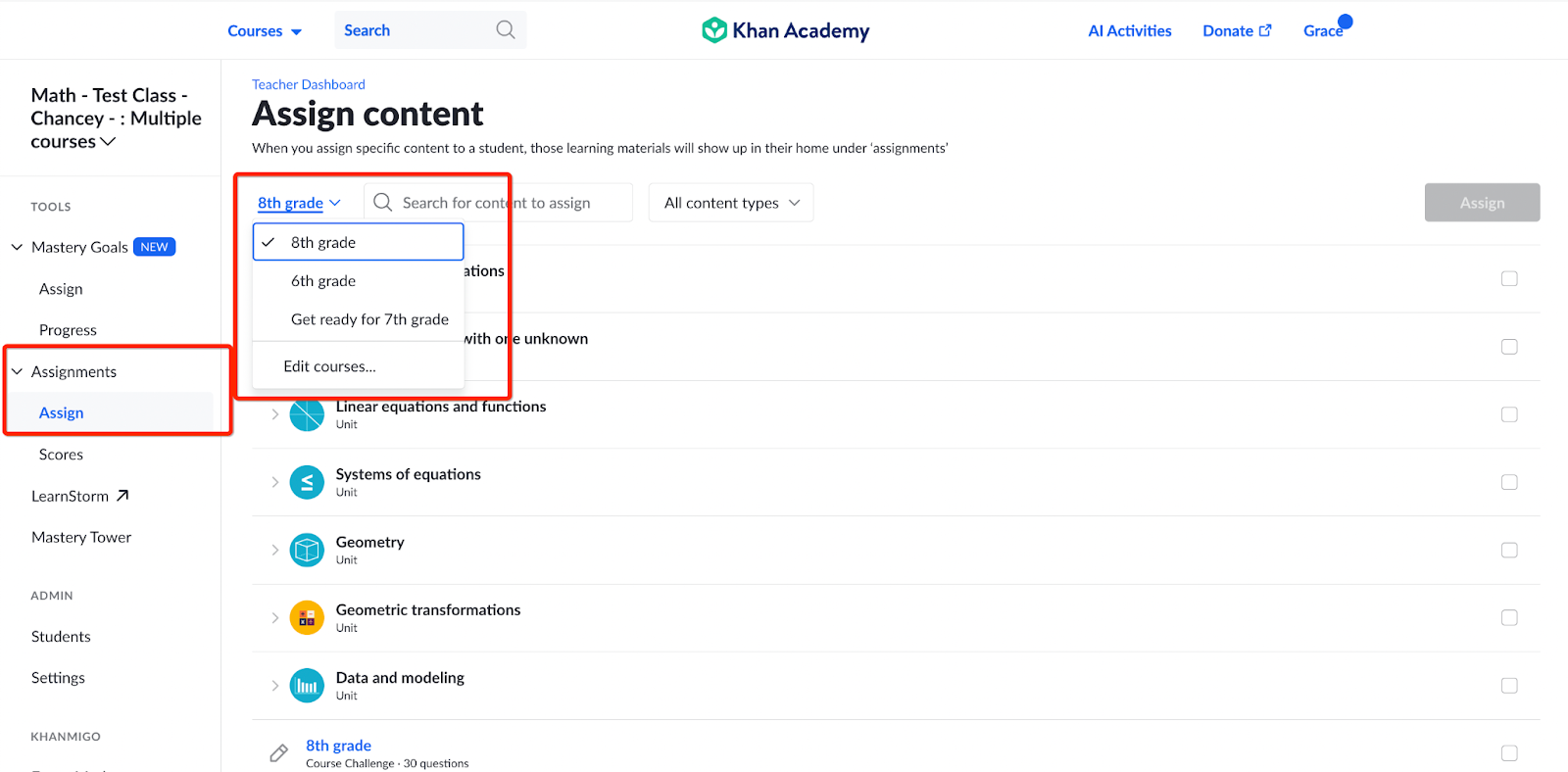 How do I add a course to my class? – Khan Academy Help Center