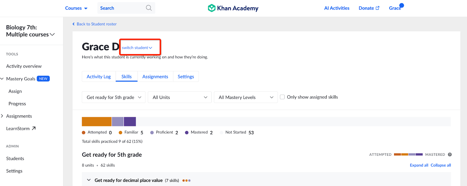 How do I use the Individual Student Report? – Khan Academy Help Center