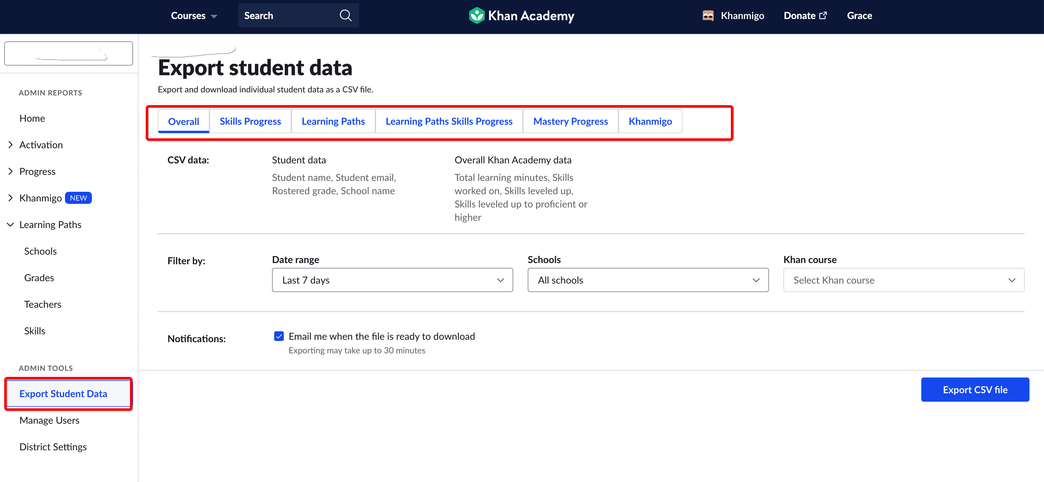 What reports does Khan Academy offer to administrators? – Khan Academy ...