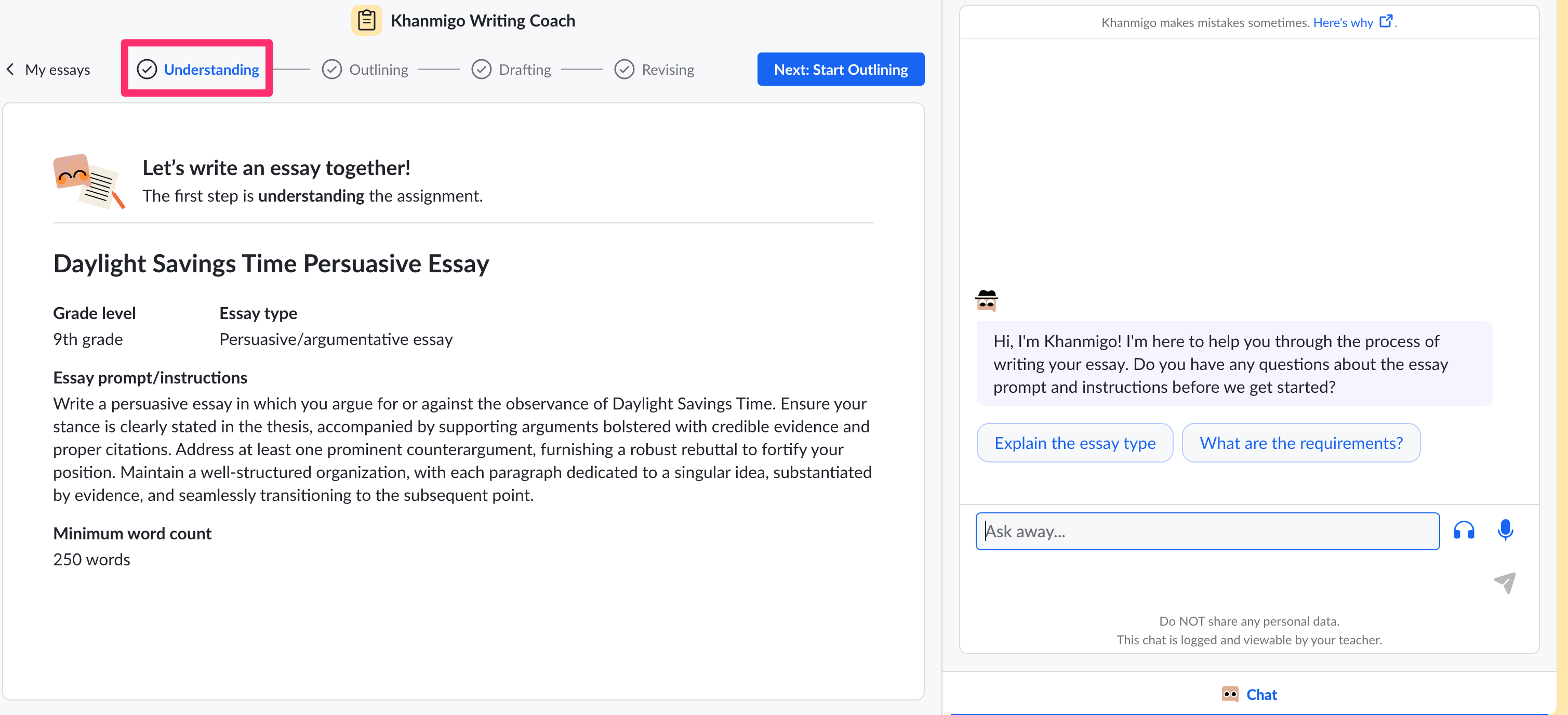 What will my students see when completing a Writing Coach assignment ...