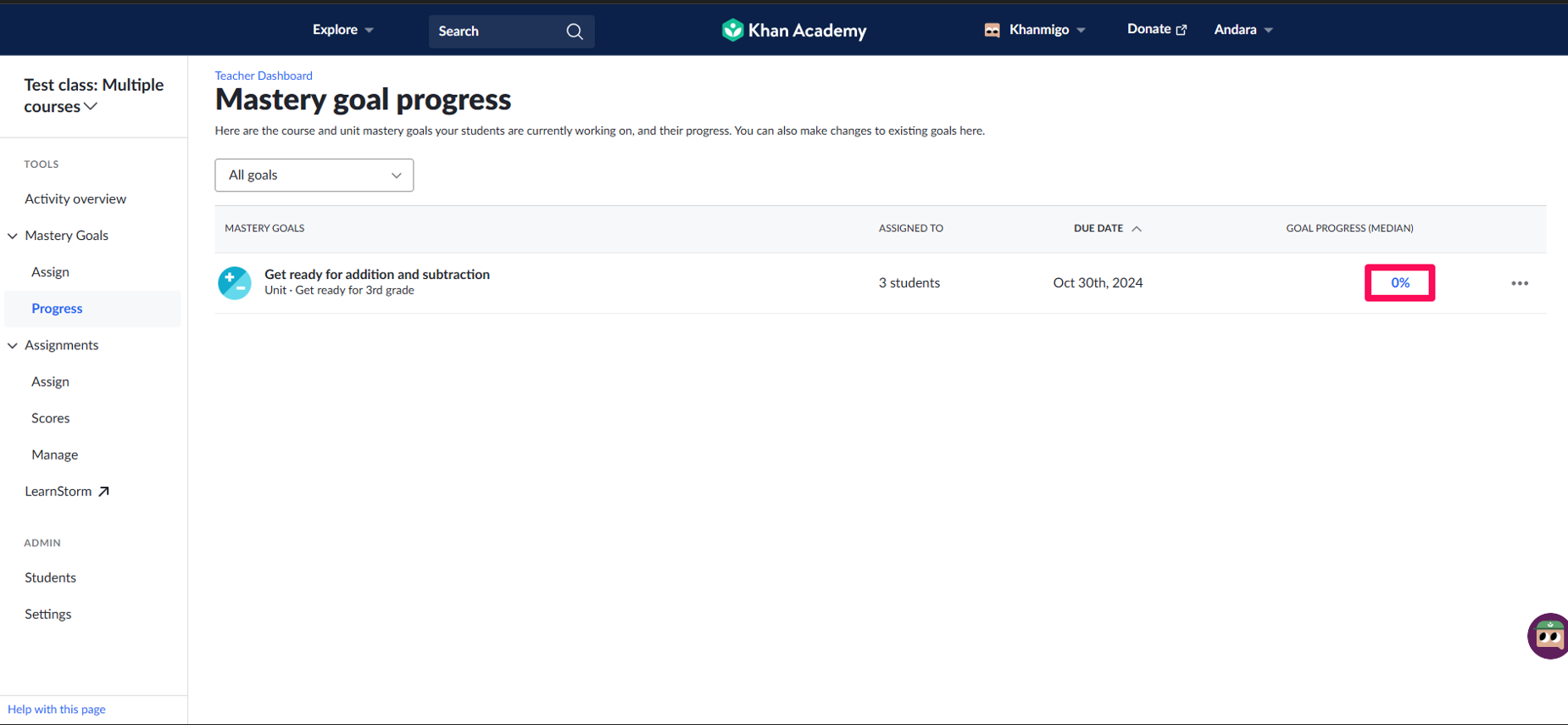 How can I view my students' progress towards their Mastery goals ...