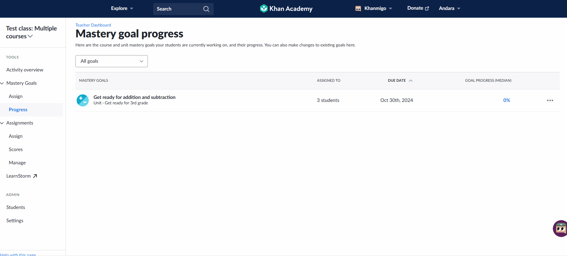 How can I view my students' progress towards their Mastery goals ...