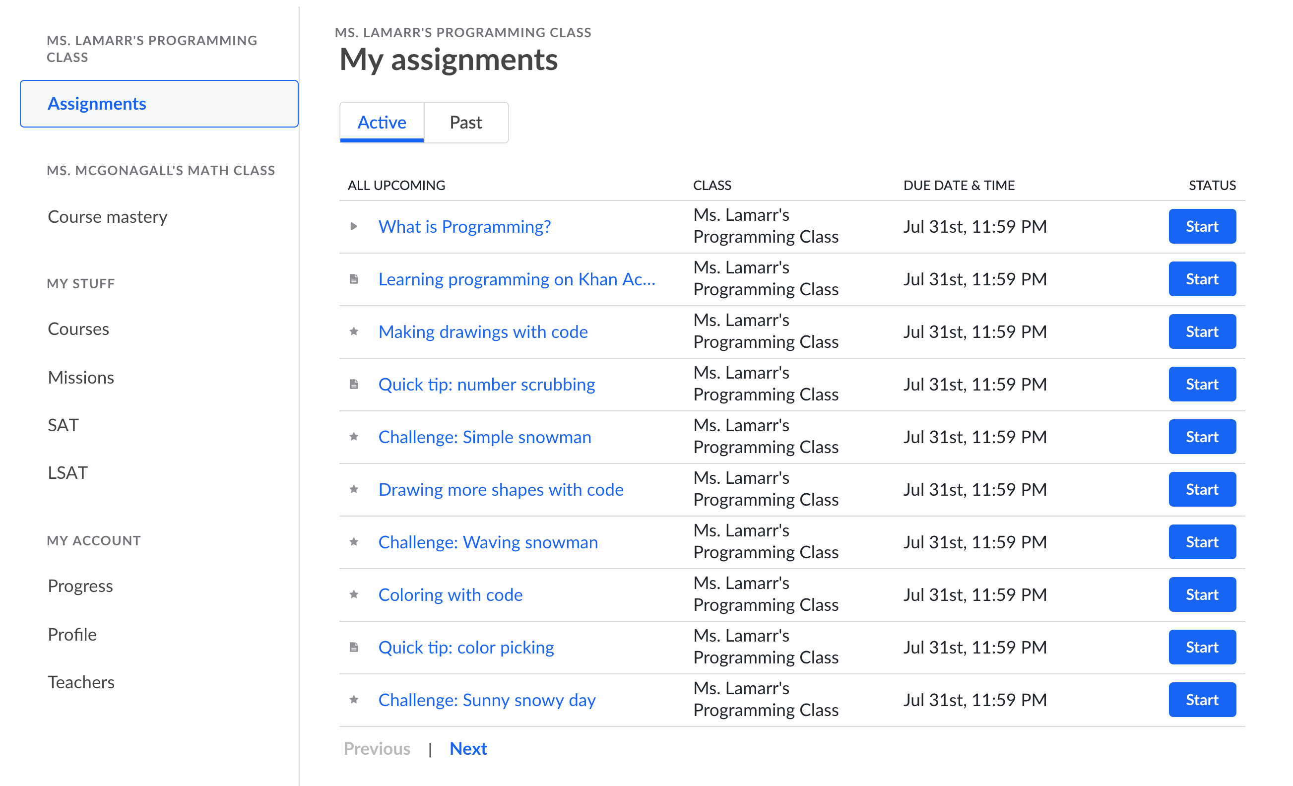 How do assignments appear to students? – Khan Academy Help Center