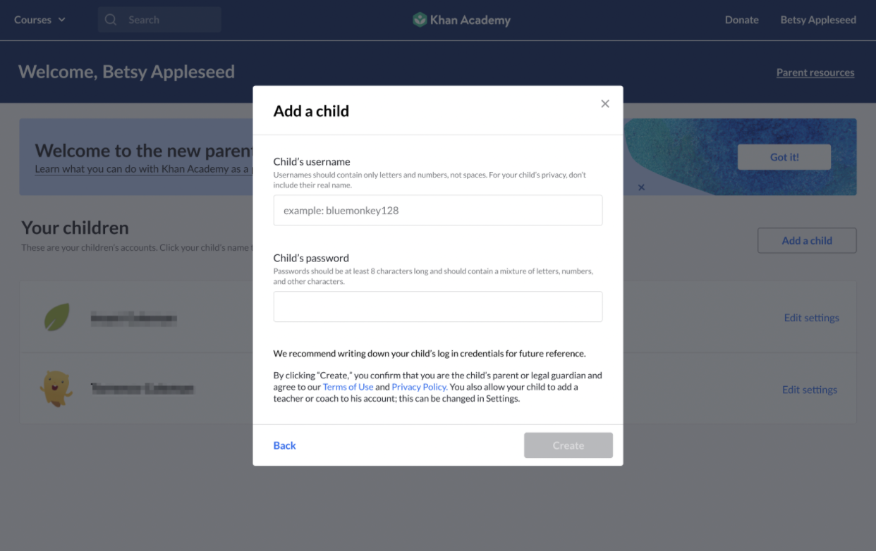 How do I create child accounts? – Khan Academy Help Center