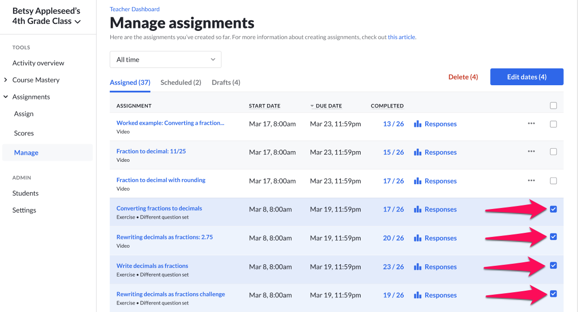 How do I edit or delete assignments? – Khan Academy Help Center