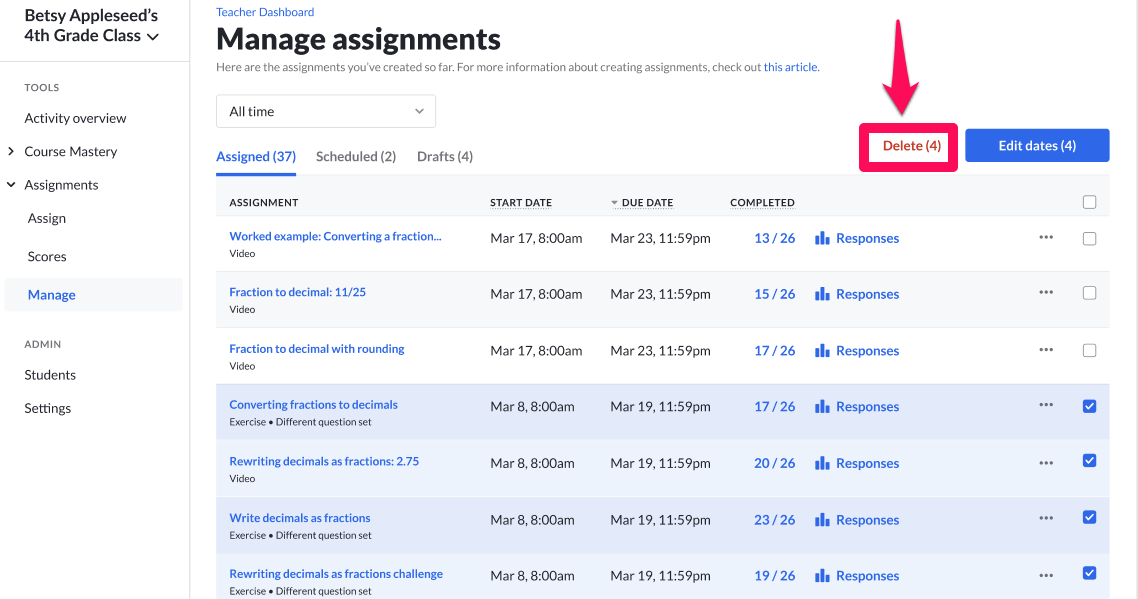 How do I edit or delete assignments? – Khan Academy Help Center