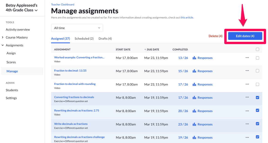How do I edit or delete assignments? – Khan Academy Help Center