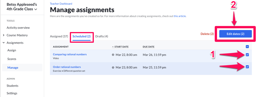How do I edit or delete assignments? – Khan Academy Help Center